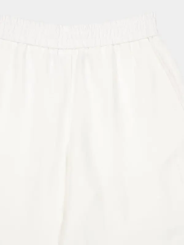 AMI Paris Blended Linen Trousers With Elasticated Waist - Cream