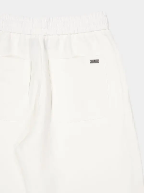 AMI Paris Blended Linen Trousers With Elasticated Waist - Cream