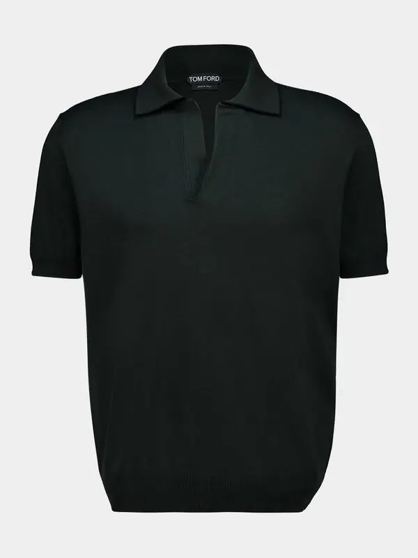 TOM FORD Forest Cotton-silk Tipping Polo - Green