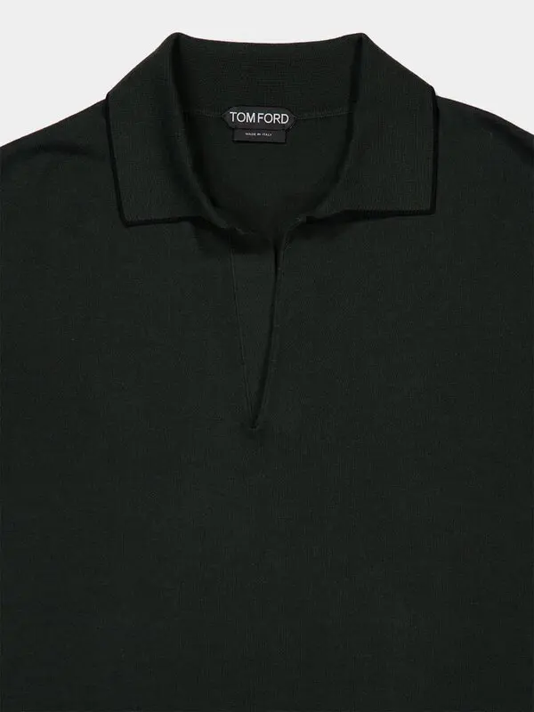 TOM FORD Forest Cotton-silk Tipping Polo - Green