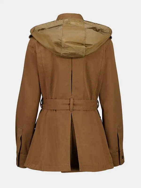 Moncler Hooded Gabardine Field Jacket - Brown