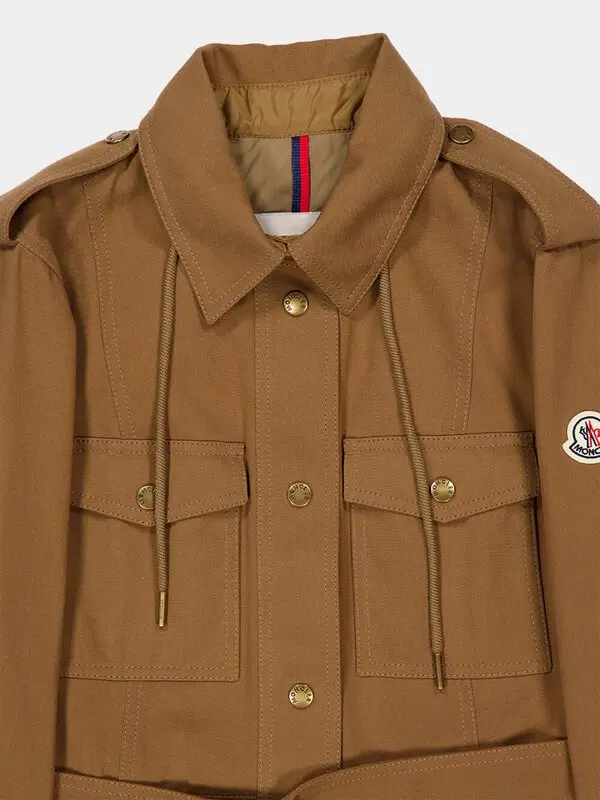 Moncler Hooded Gabardine Field Jacket - Brown