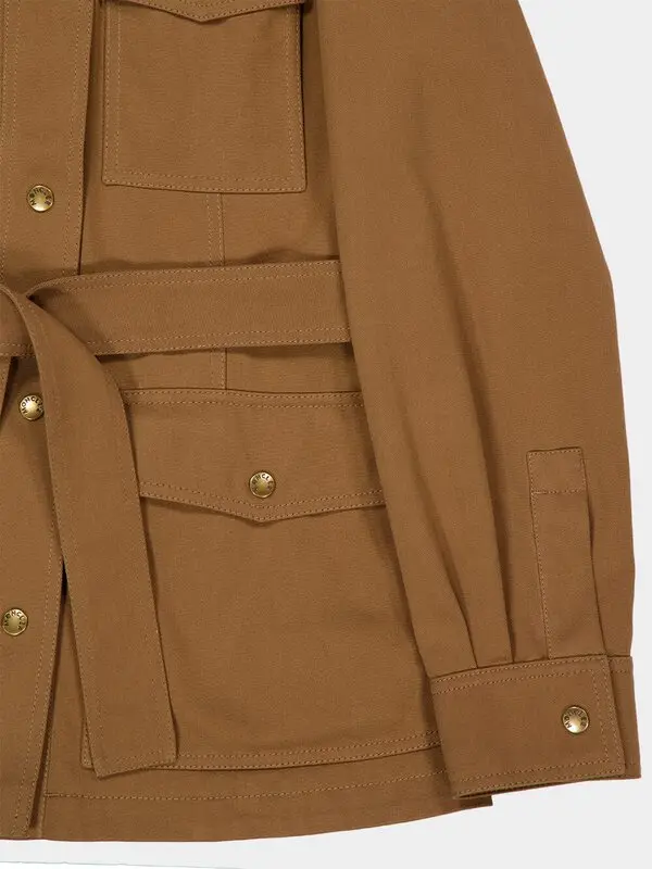 Moncler Hooded Gabardine Field Jacket - Brown