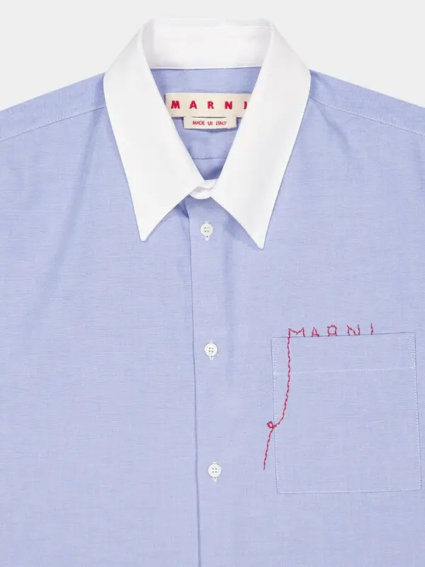 Marni Two-tone Cotton Buttoned Shirt - Blue