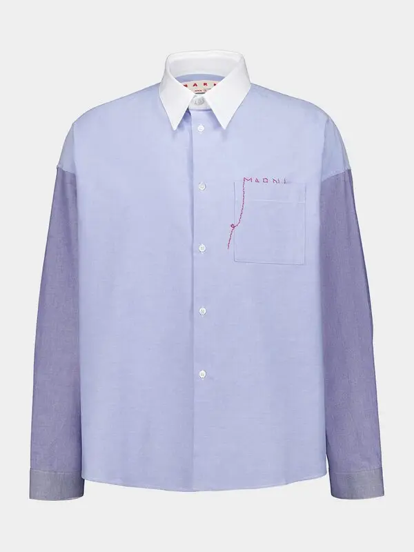 Marni Two-tone Cotton Buttoned Shirt - Blue