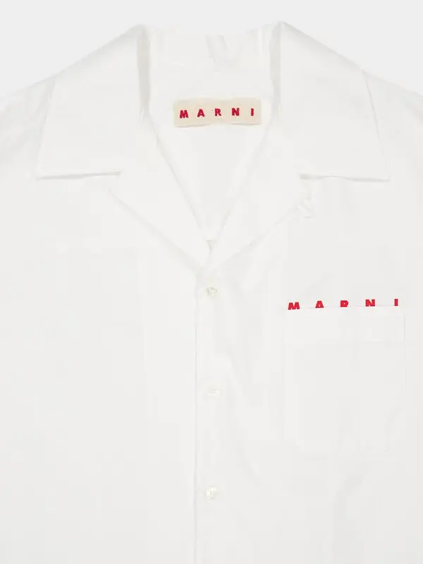 Marni Lily Poplin Bowling Shirt With Peeking Logo - White