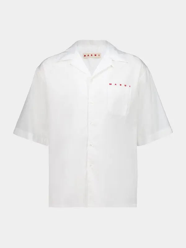 Marni Lily Poplin Bowling Shirt With Peeking Logo - White