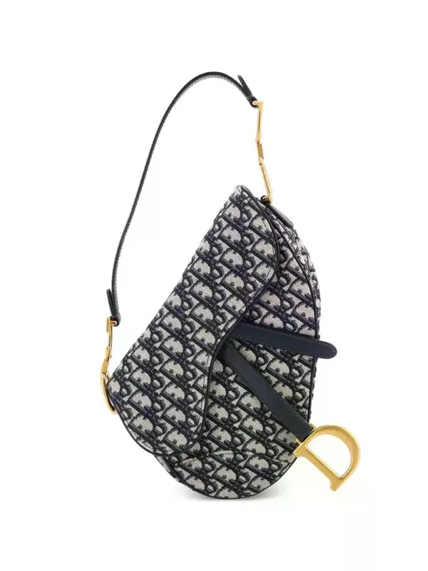 Dior Saddle Oblique Canvas Shoulder Bag - Blue