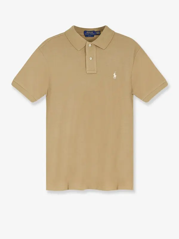Polo Ralph Lauren Cotton Polo Shirt With Frontal Logo Embroidery - Beige