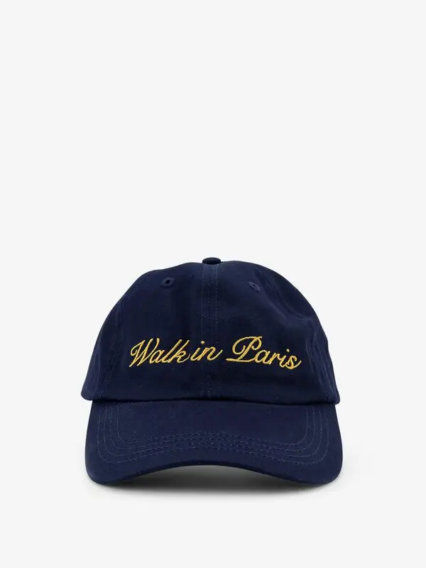 WALK IN PARIS Embroidered Denim Baseball Cap - Blue