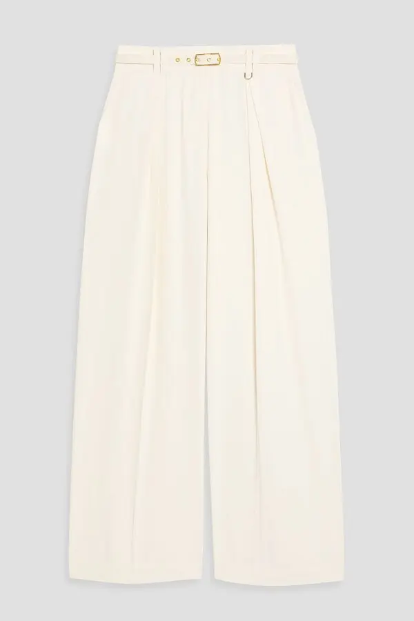 Zimmermann Belted Twill Wideleg Pants - Cream
