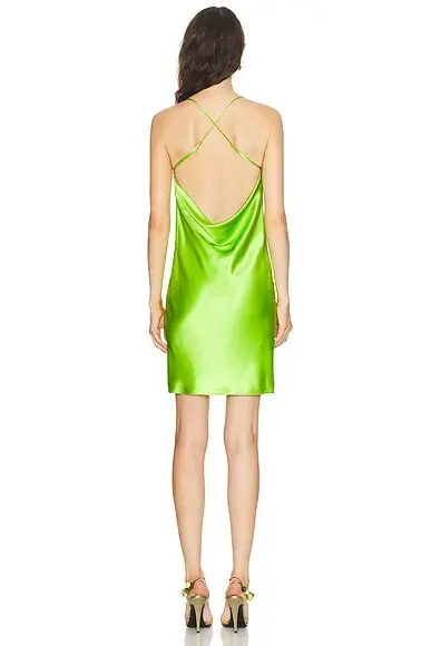 Saint Laurent Silk Satin Slip Dress - Vert Fluo
