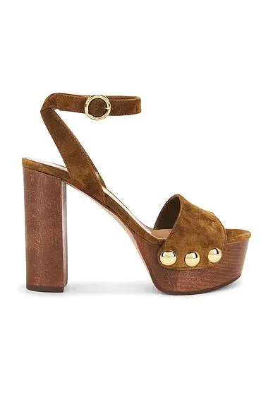 GIANVITO ROSSI Suede Platform Sandals With Gold-tone Studs - Texas