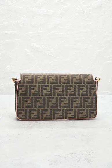 Fendi Zucca Embroidered Baguette Shoulder Bag