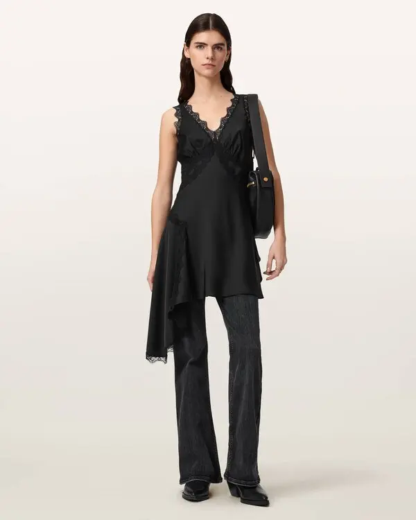 ALLSAINTS Ilka Asymmetric Lace Mini Dress