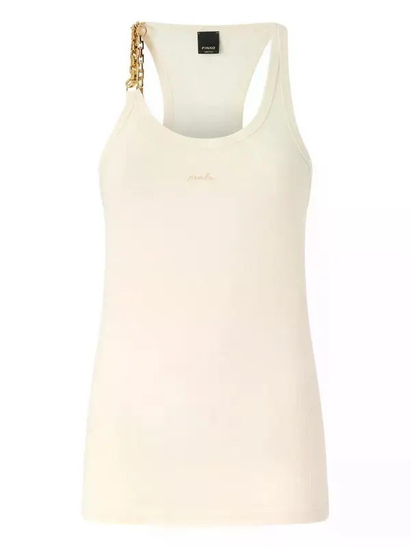 Pinko Chain-strap Ribbed Tank Top - Neutrals