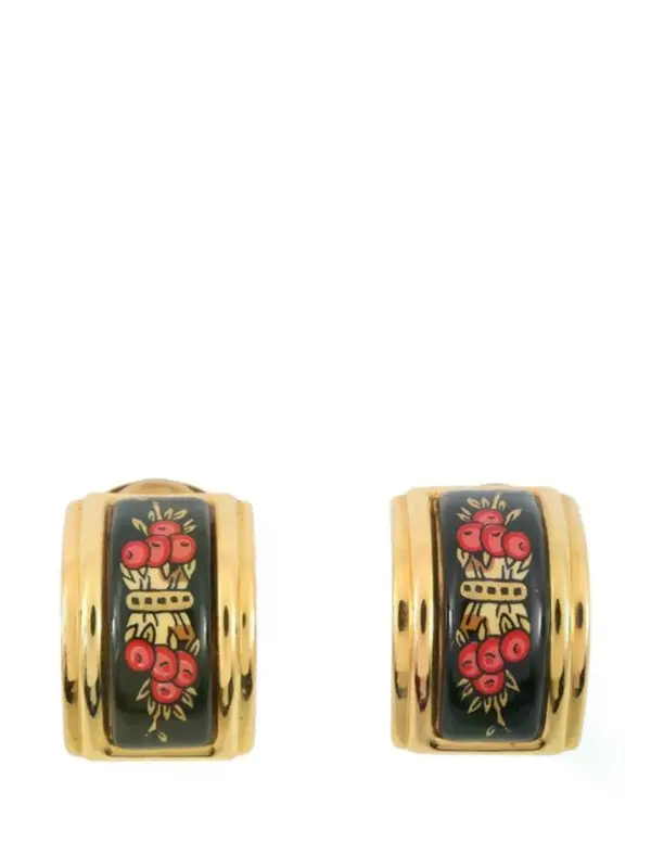 Hermès 20th Century Enamel Clip On Earrings - Black
