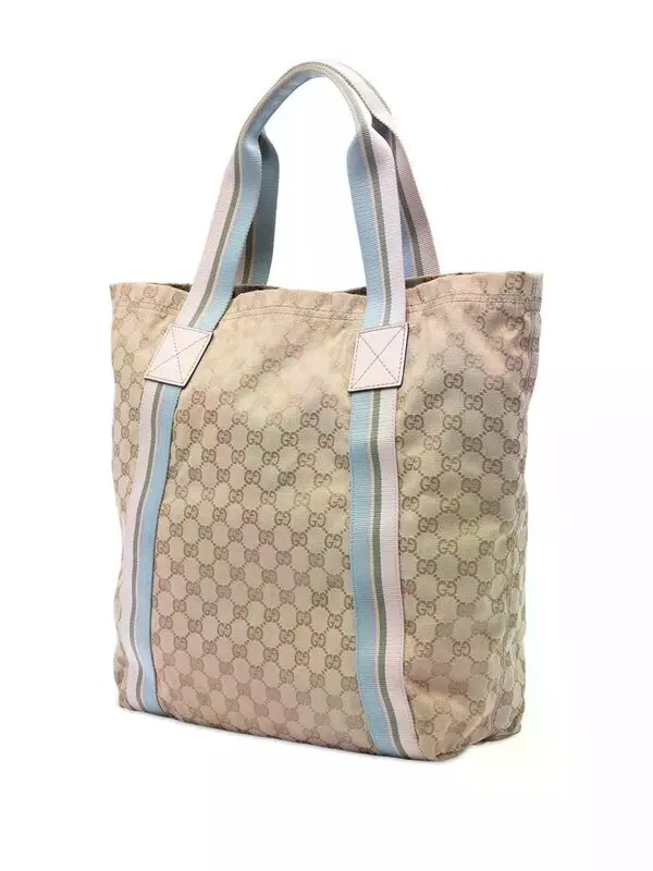 Gucci Gg Canvas Web Tote Bag - Brown