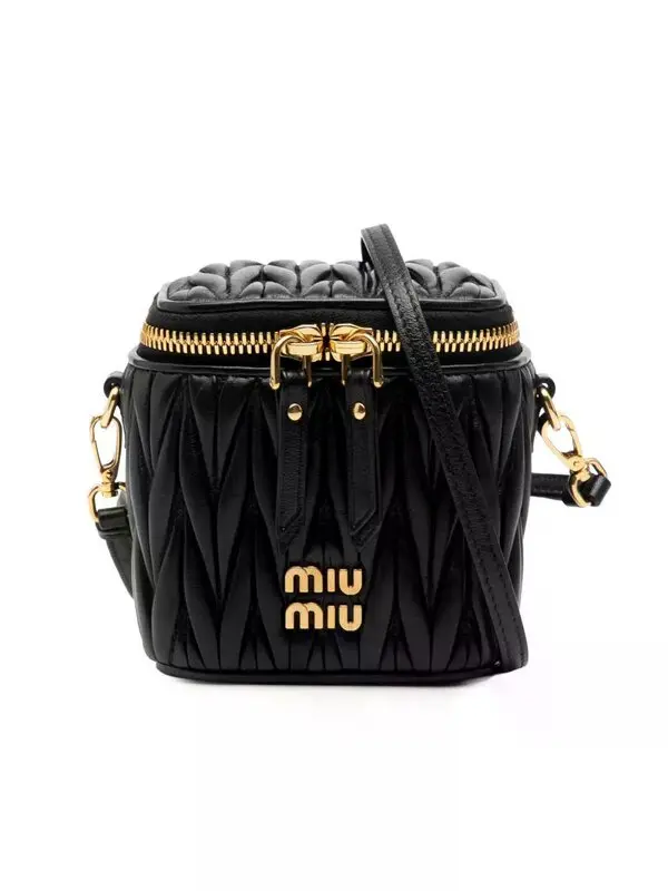 Miu Miu 2000-2010 Micro Matelasse Nappa Vanity Crossbody Bag - Black