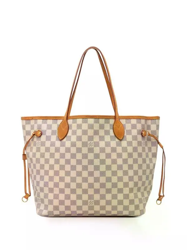 LOUIS VUITTON 2014 Damier Azur Neverfull Mm Tote Bag - White