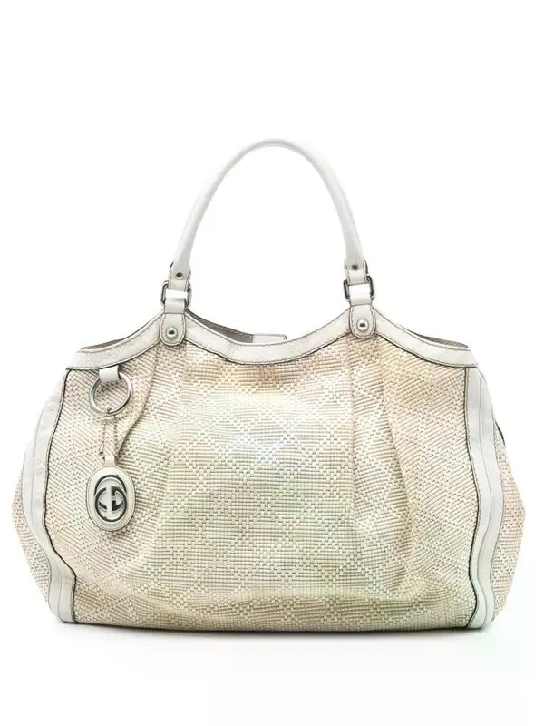 Gucci Diamante Raffia Sukey Tote Bag