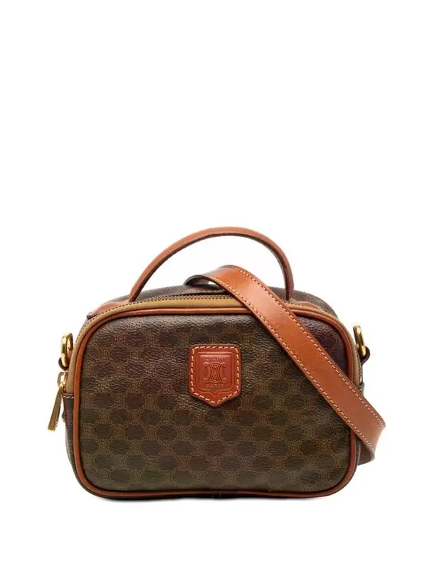 Celine 1994 Macadam Coated Canvas Satchel - Brown