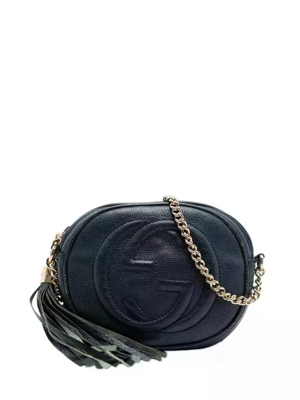 Gucci Mini Pebbled Calfskin Soho Chain Crossbody Bag - Blue
