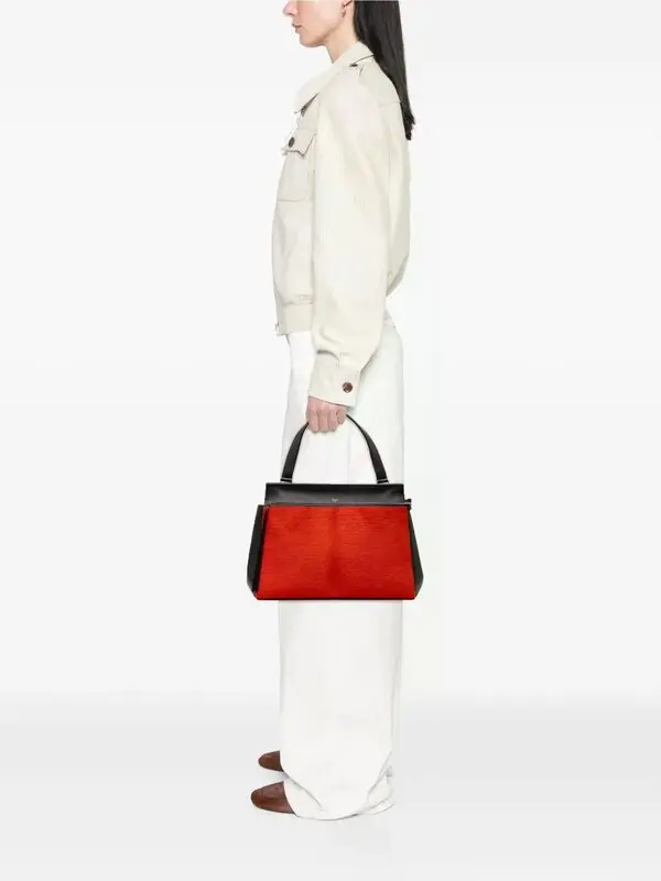 Celine 2012 Medium Bicolor Leather And Pony Hair Edge Handbag