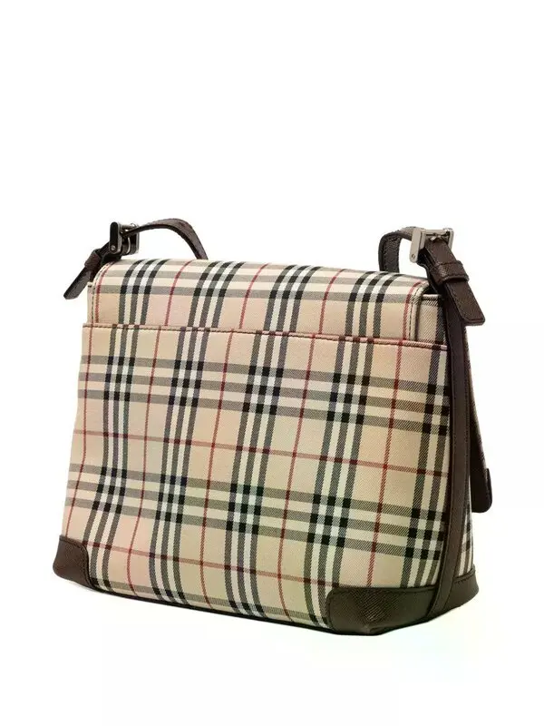 Burberry House Check Canvas Flap Crossbody Bag - Brown