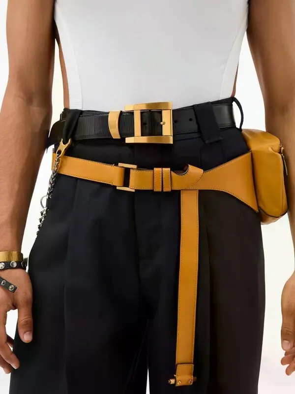 Versace Leather Belt With Logo - Black