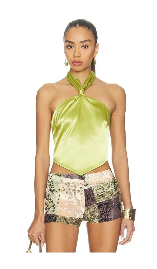 Superdown Martine Halter Neck Top With Tie Back