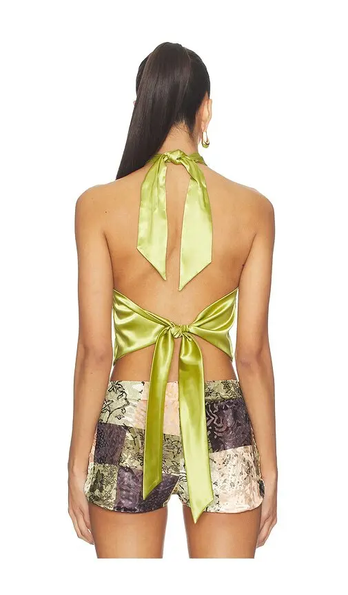 Superdown Martine Halter Neck Top With Tie Back