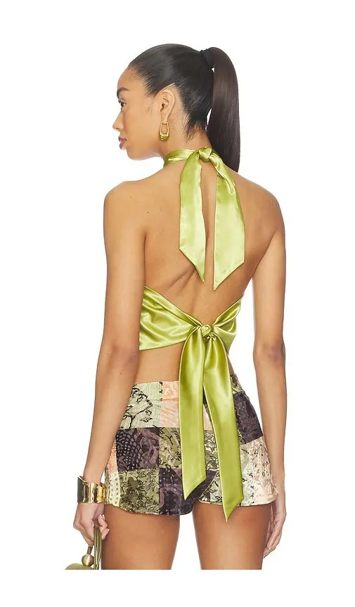 Superdown Martine Halter Neck Top With Tie Back