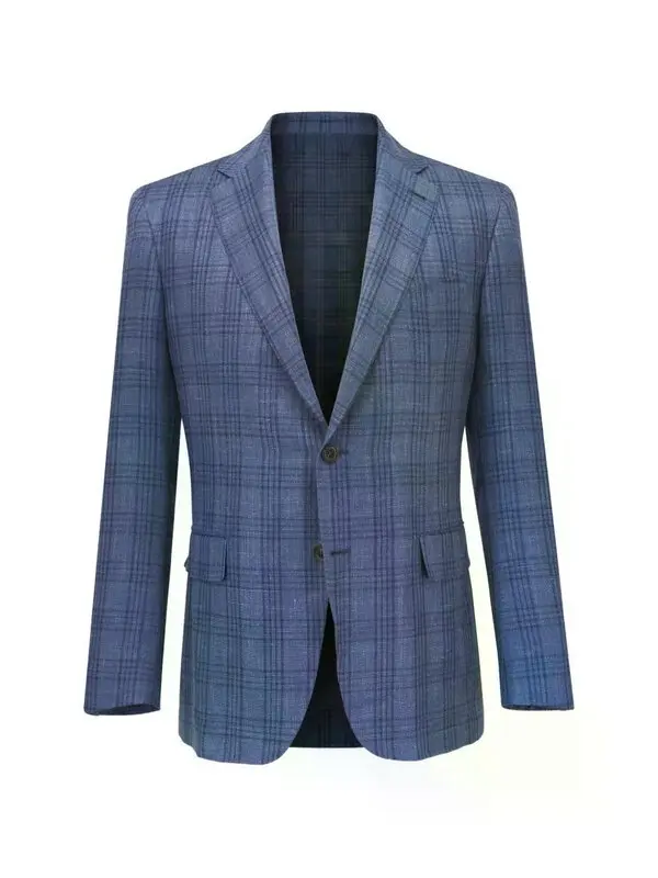 Canali Plaid Notched Lapel Blazer