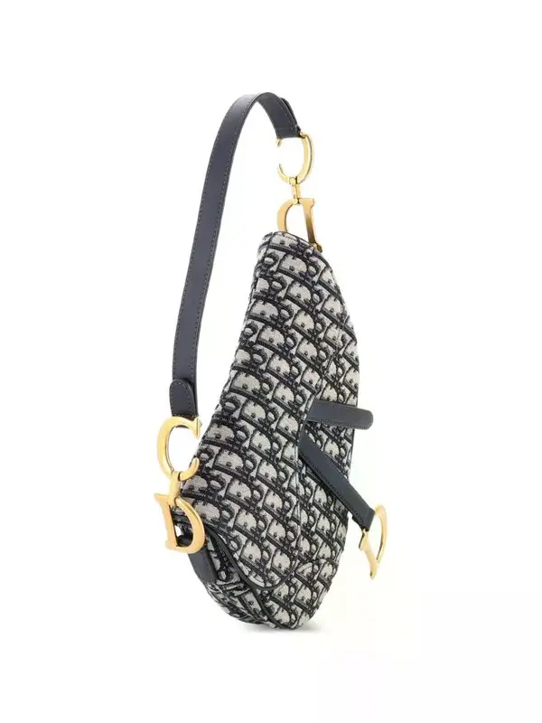 Dior Saddle Oblique Canvas Medium Shoulder Bag - Blue