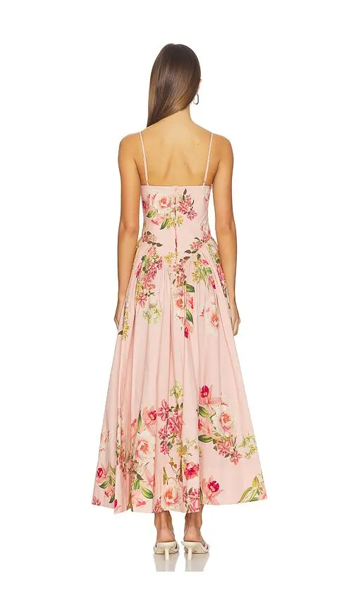 Hemant & Nandita Floral Print Corset Midi Dress