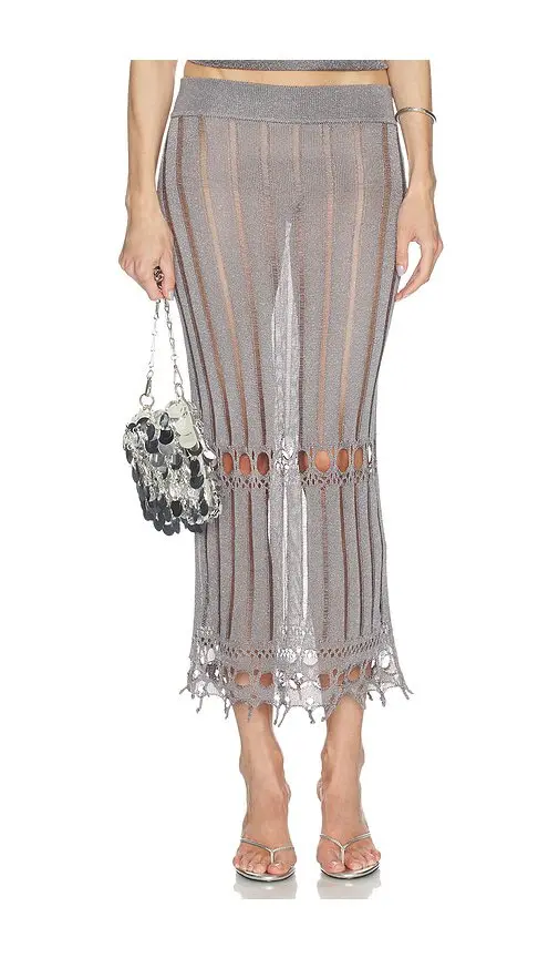 LOVERS AND FRIENDS Francie Metallic Knit Maxi Skirt
