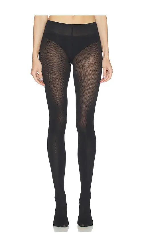 Swedish Stockings Nina Fishbone Tights - Black