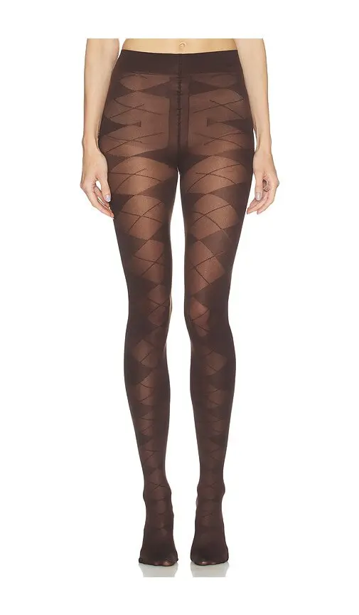 Swedish Stockings Rebecka Argyle Tights - Dark Brown