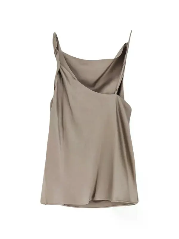 ALYSI Sleeveless Top With Asymmetric Construction - Neutrals