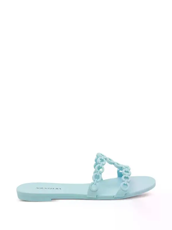 AQUAZZURA Chain Round-toe Slides - Blue