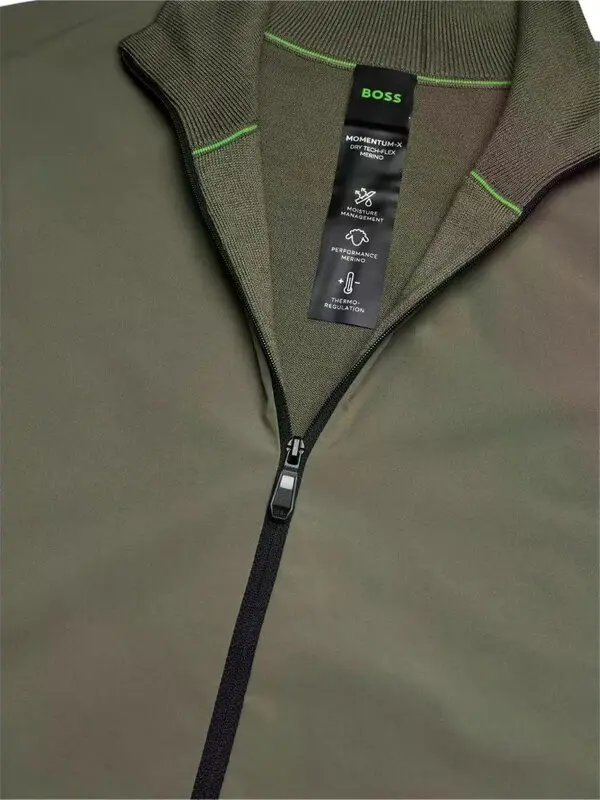 BOSS Ribbed Zip Jacket - Green