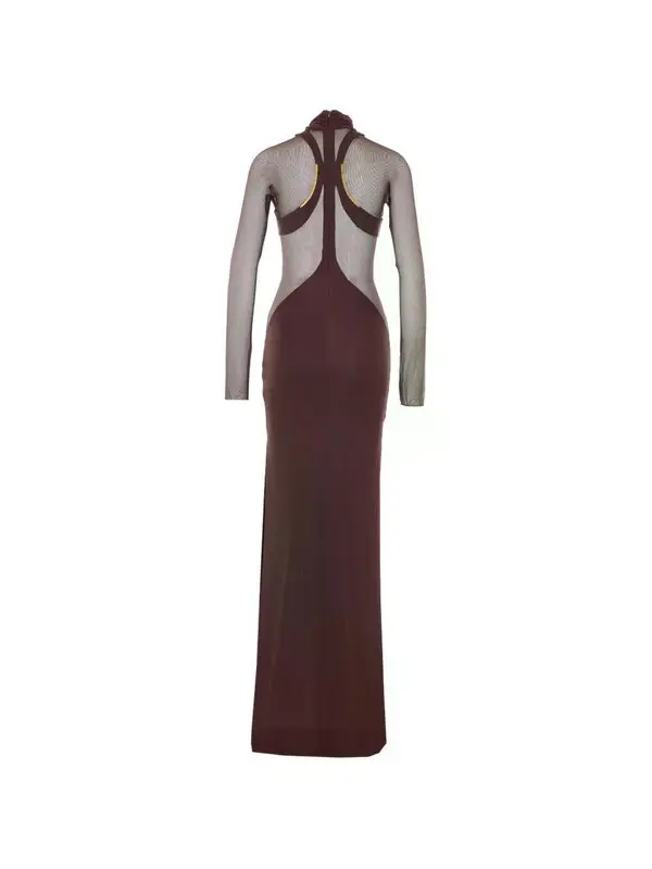 Elisabetta Franchi High-neck Dress With Transparent Sleeves
