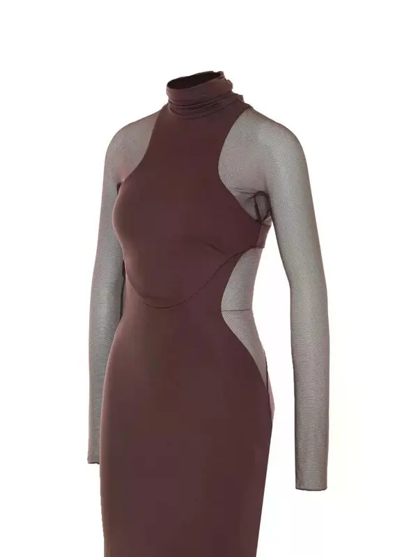 Elisabetta Franchi High-neck Dress With Transparent Sleeves