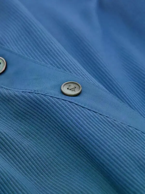 Veronica Beard Button Ribbed Top - Blue