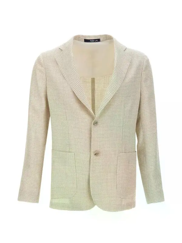 BARBA NAPOLI Easy J Mono Houndstooth Buttoned Blazer - Neutrals
