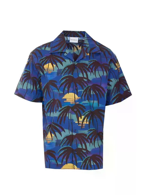 Drole De Monsieur Palm-tree Short-sleeve Shirt - Blue