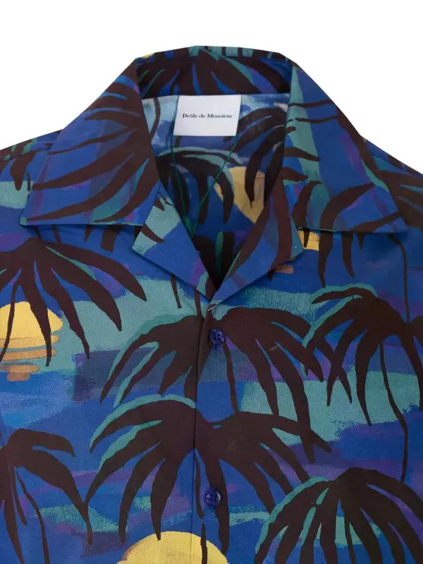 Drole De Monsieur Palm-tree Short-sleeve Shirt - Blue