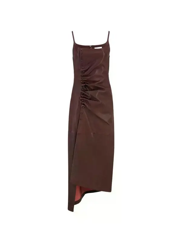 Rabanne Asymmetric Ruched Dress - Red