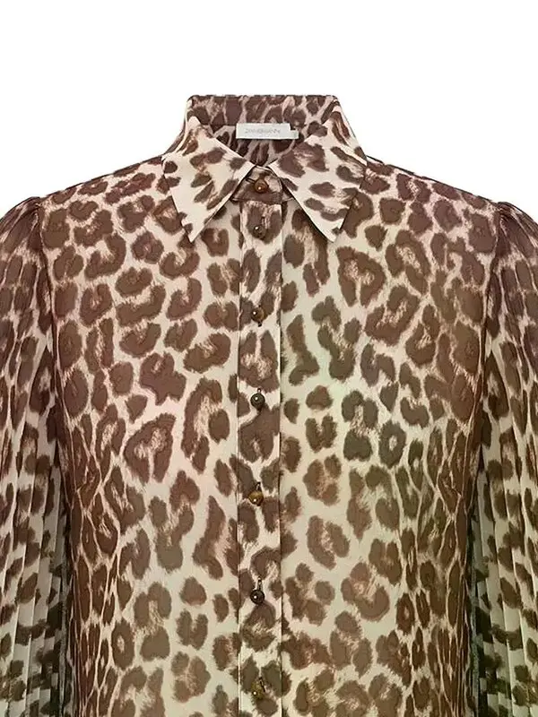 Zimmermann Leopard-print Collared Shirt